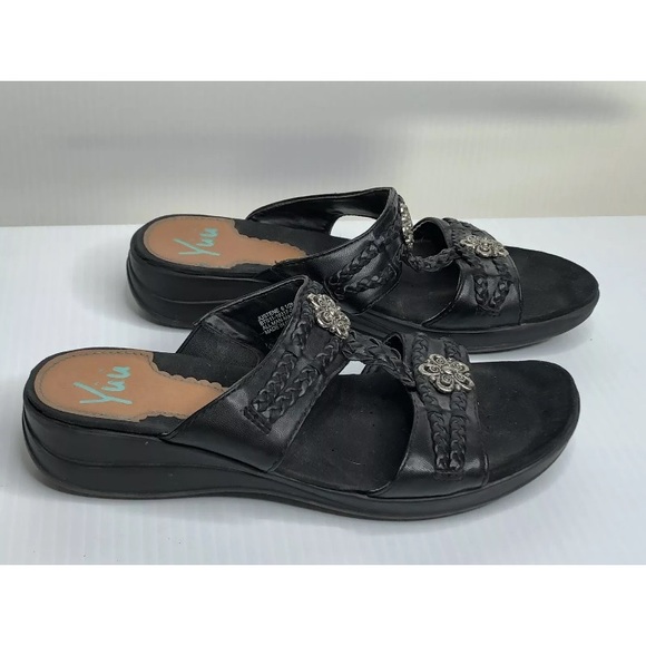 Yuu | Shoes | Yuu Justene Black Wedge Sandals Shoes | Poshmark